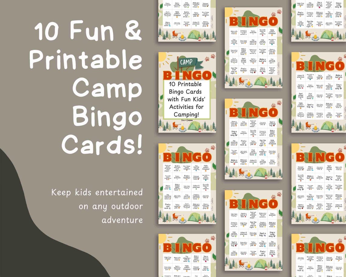 Printable Camp Bingo Cards | Outdoor Nature Exploration Game for Kids ...