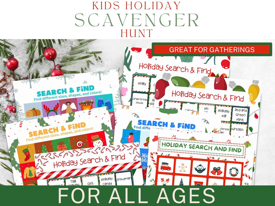 Holiday Scavenger Hunt Search and Find for Kids Activity Printable ...