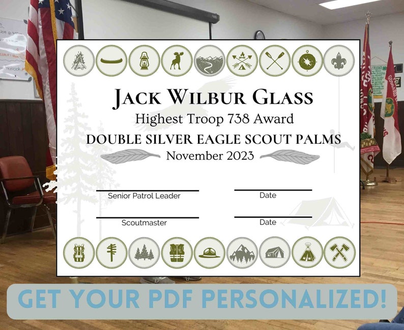 Blank Scout Certificate PDF Custom Scout Award Template Vintage Style ...