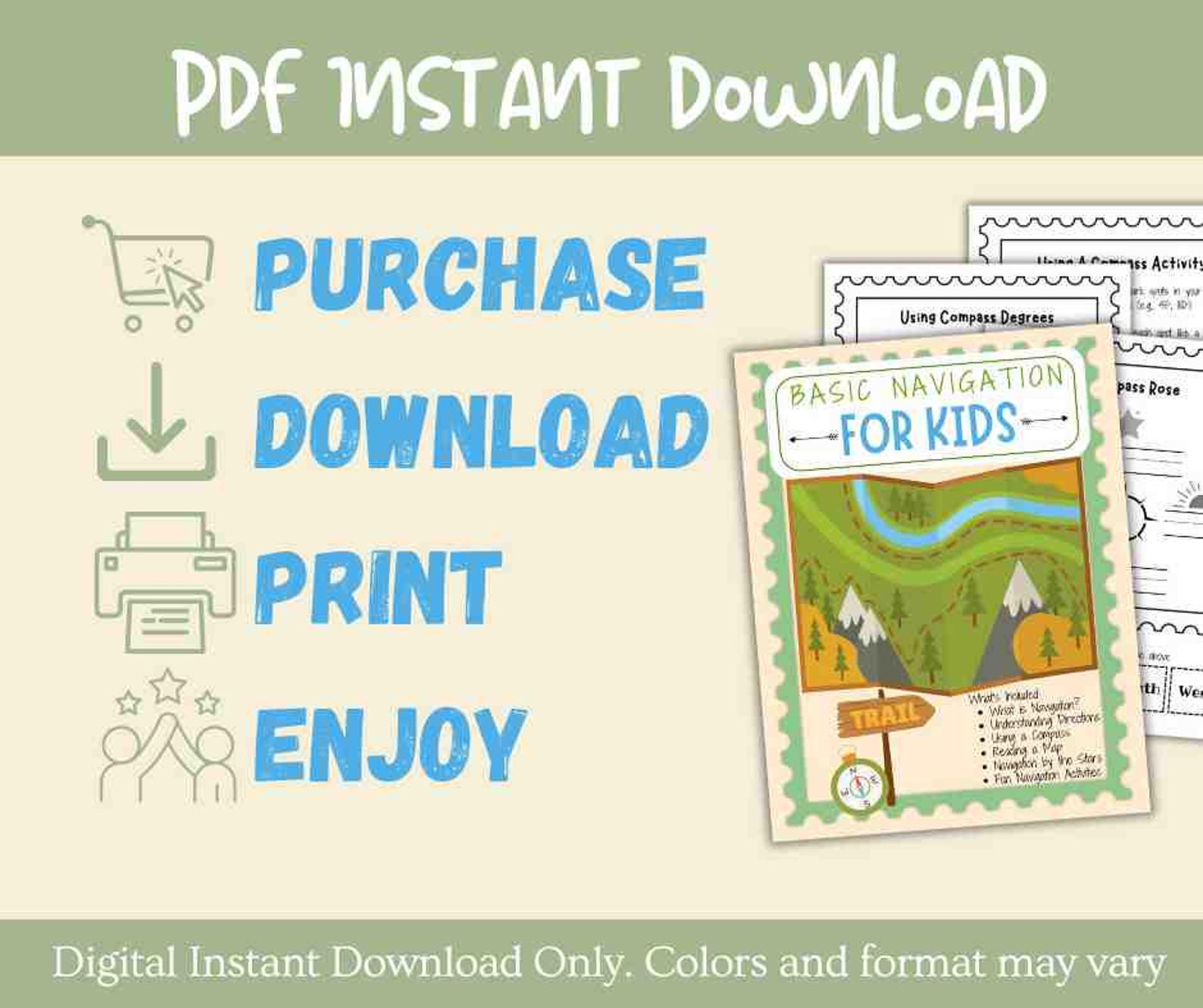 Map & Compass Skills Activity Workbook for Kids – Outdoor Learning ...