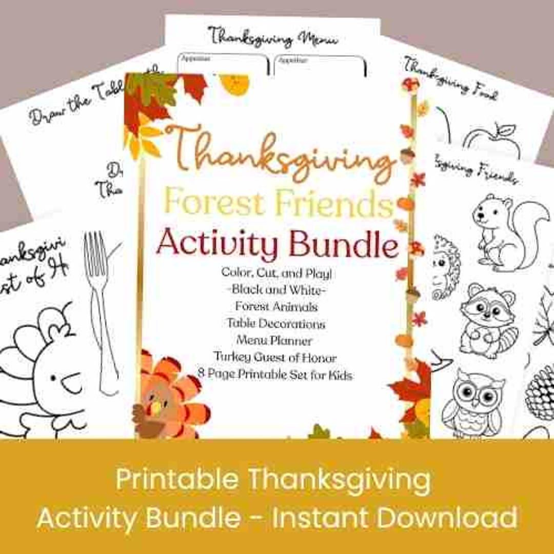Thanksgiving Friends Coloring Pages | Forest Animals, Table Decorations ...