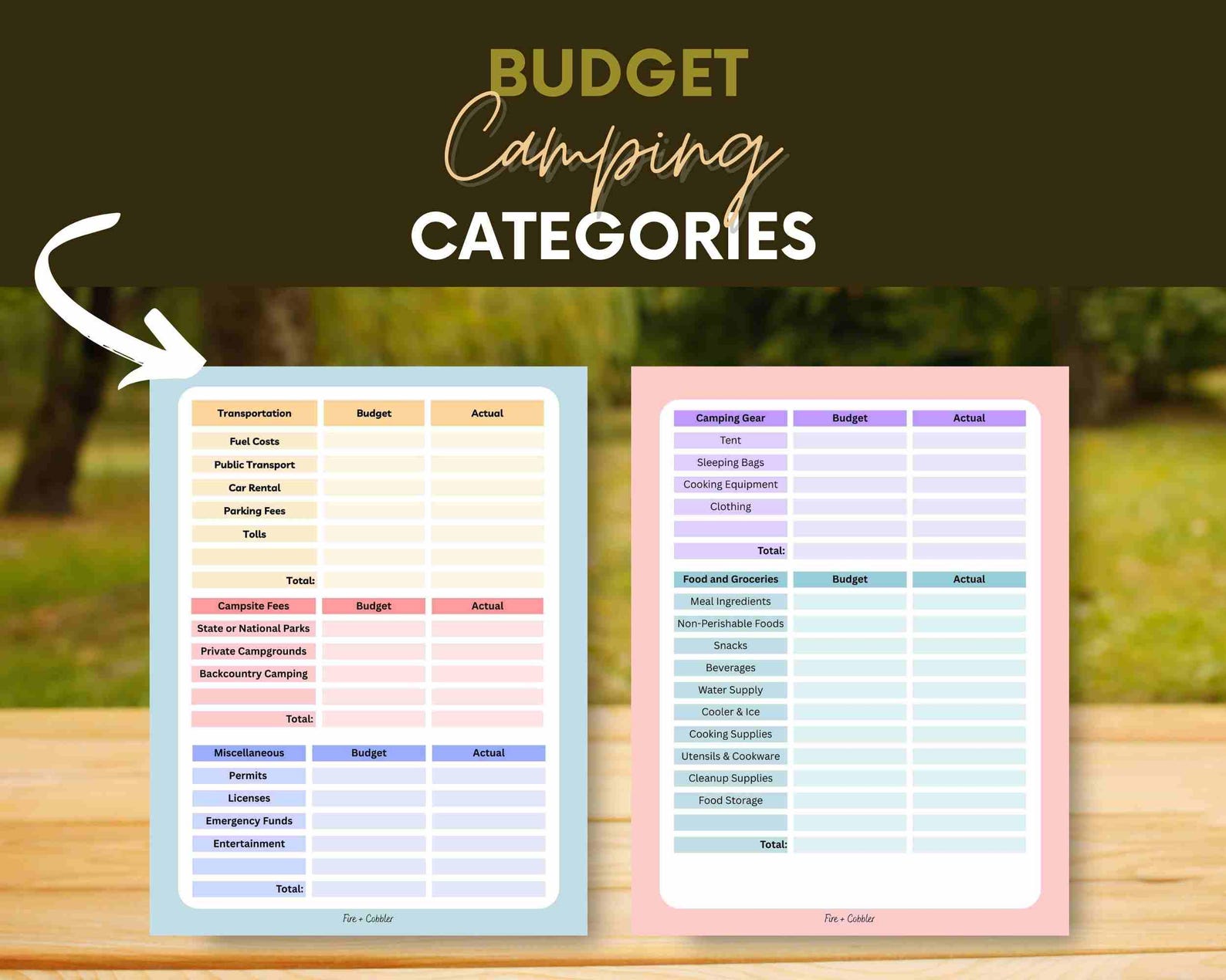 Camping Trip Planner and Budget Tracker Printable | Camping Expense ...