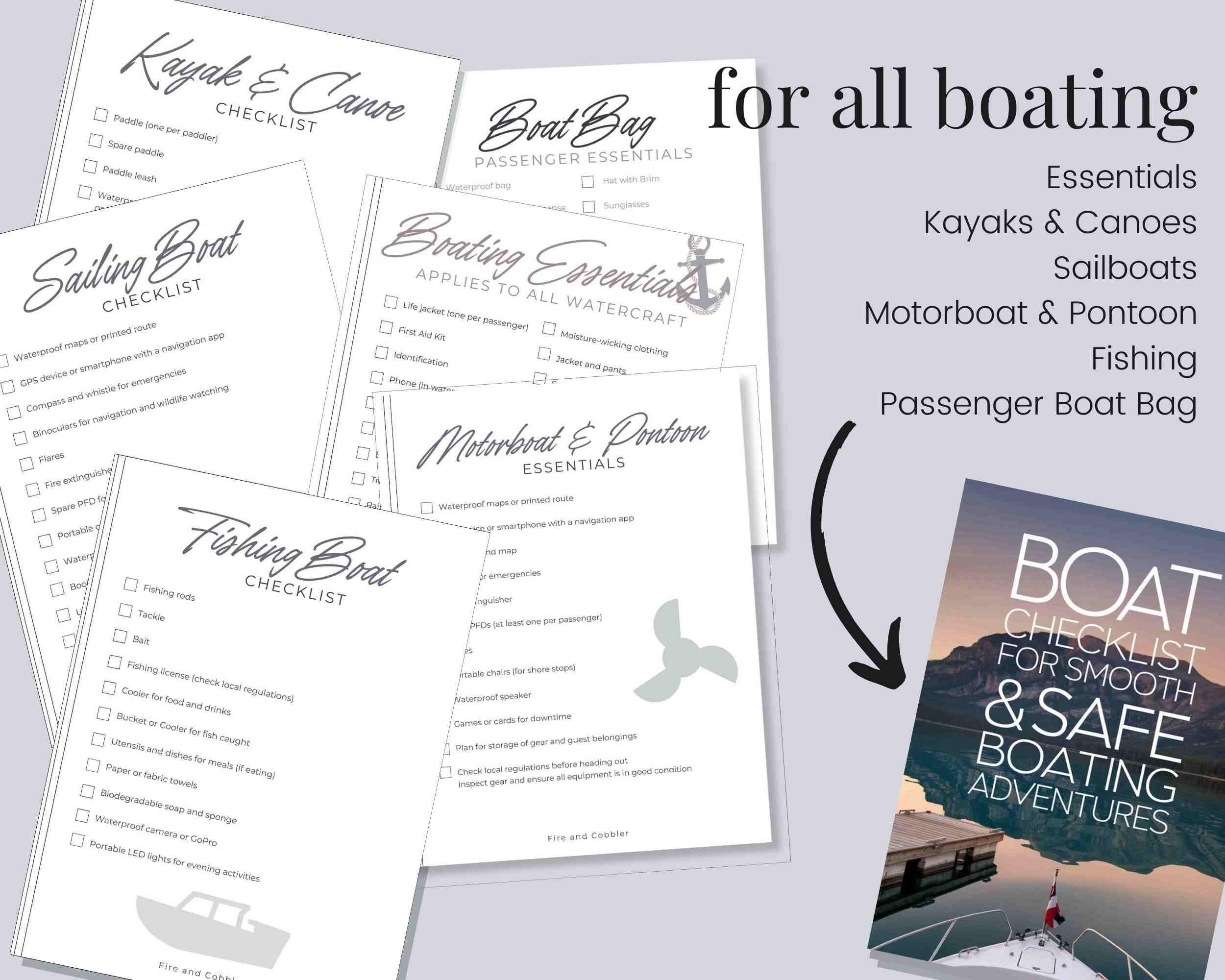 Boat Essentials Checklist Printable Packing List for Boating Kayaking ...