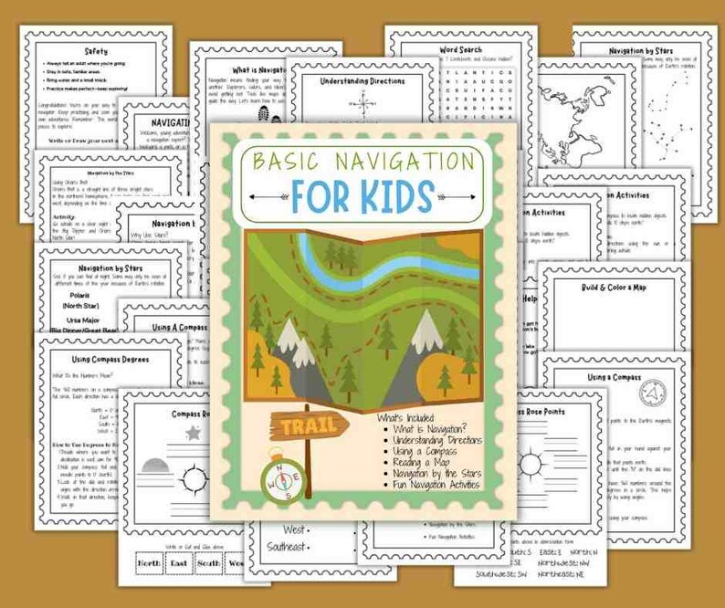 Navigation Skills Activity Workbook for Kids Map Reading Compass ...