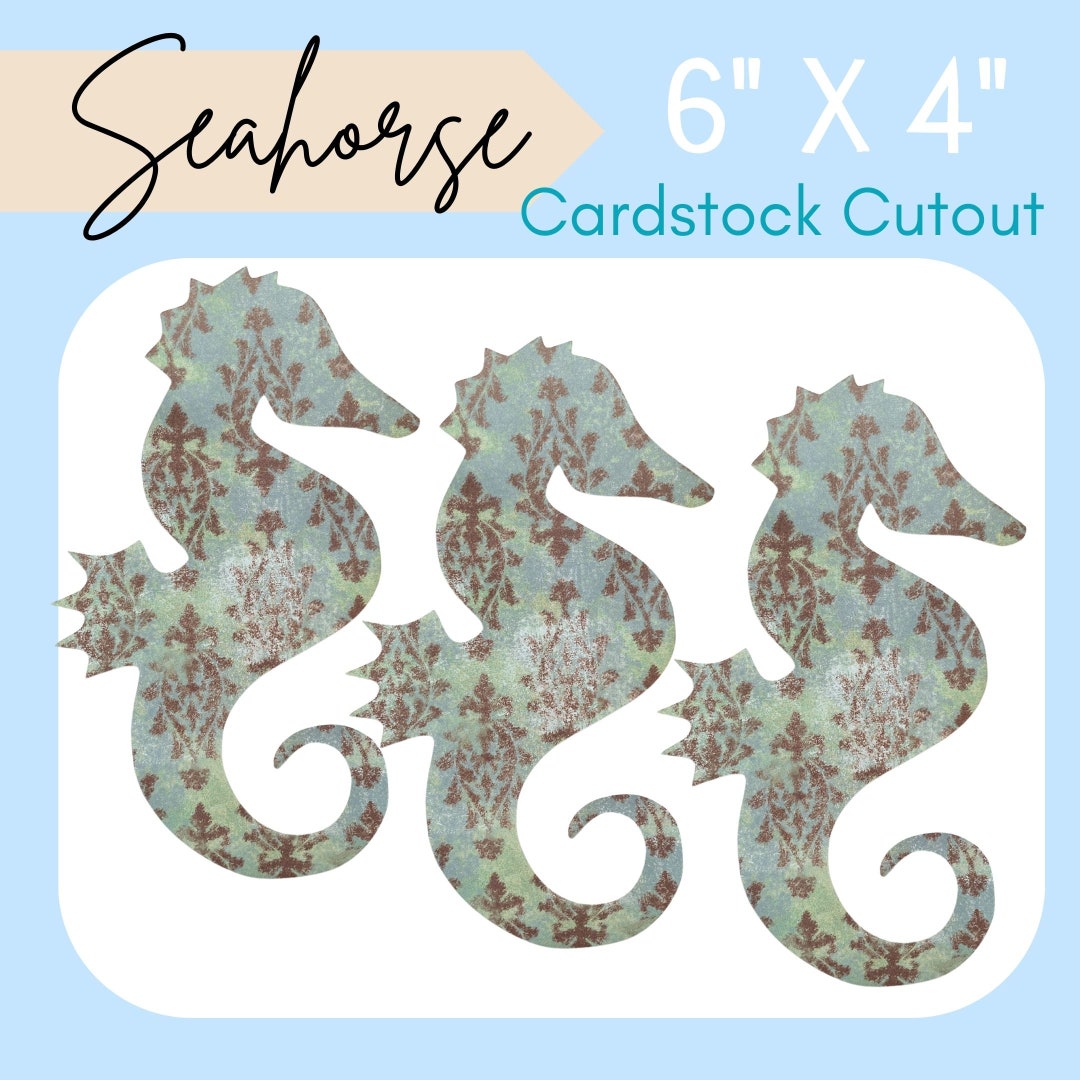 Seahorse Cutout Ocean Theme Blue Brown Pattern Craft Card Making ...