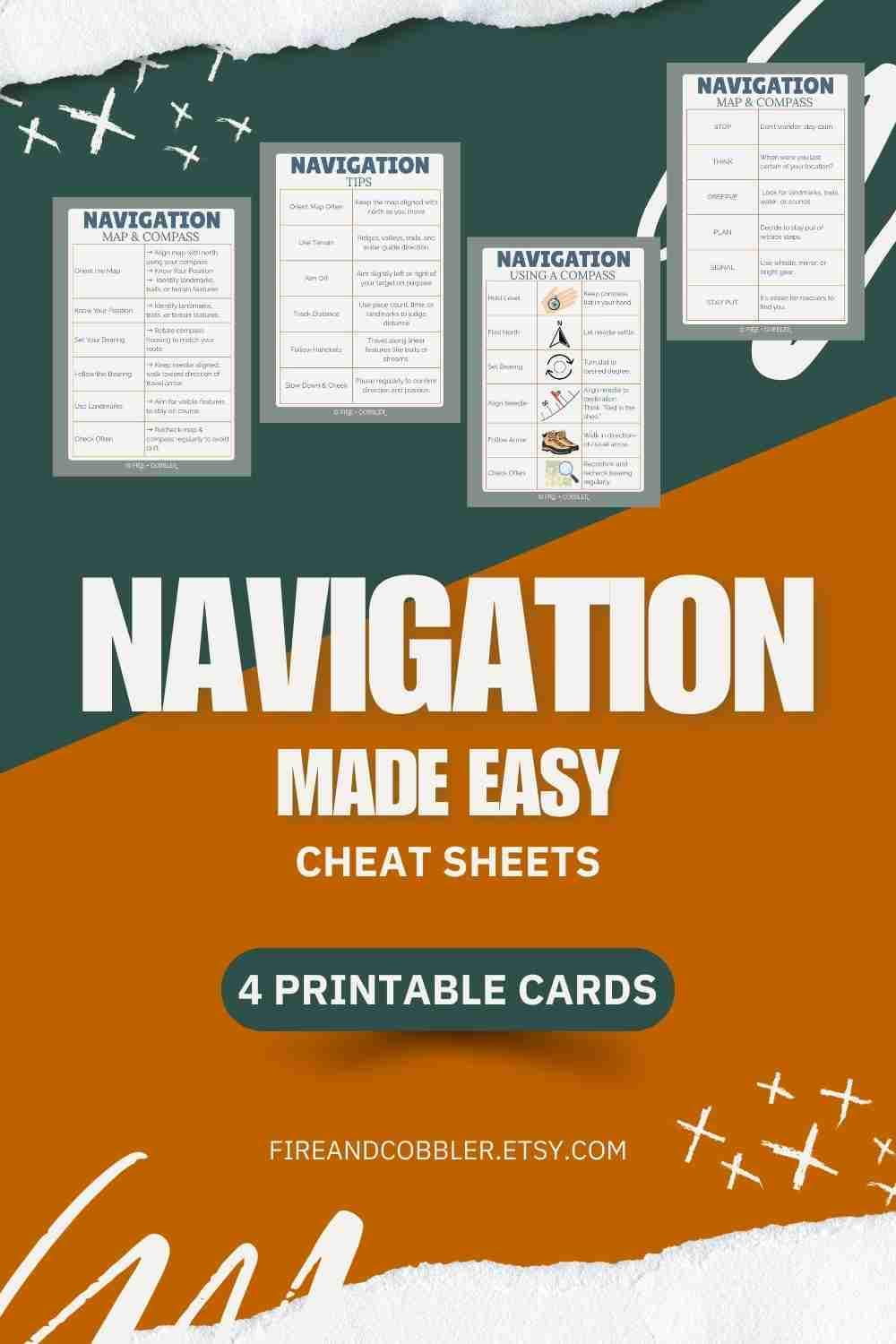 Navigation Pocket Cards Printable | Map and Compass Skills Guide ...