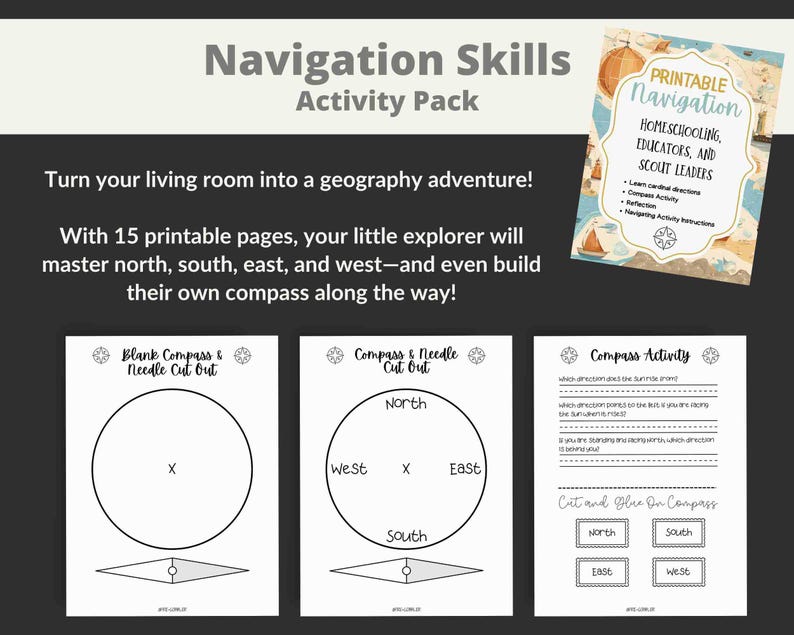 Navigation Outdoor Skill Educational Activity Pack for Kids Compass ...