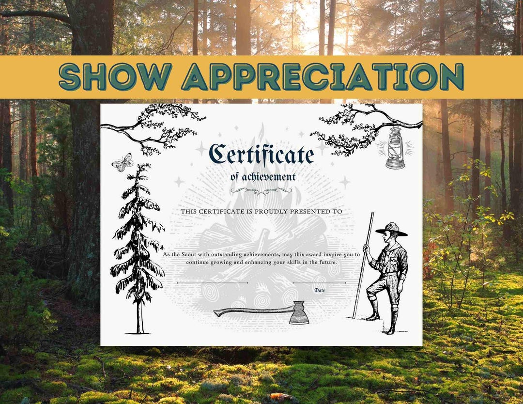 Blank Scout Certificate PDF Custom Scout Award Template Vintage Style ...
