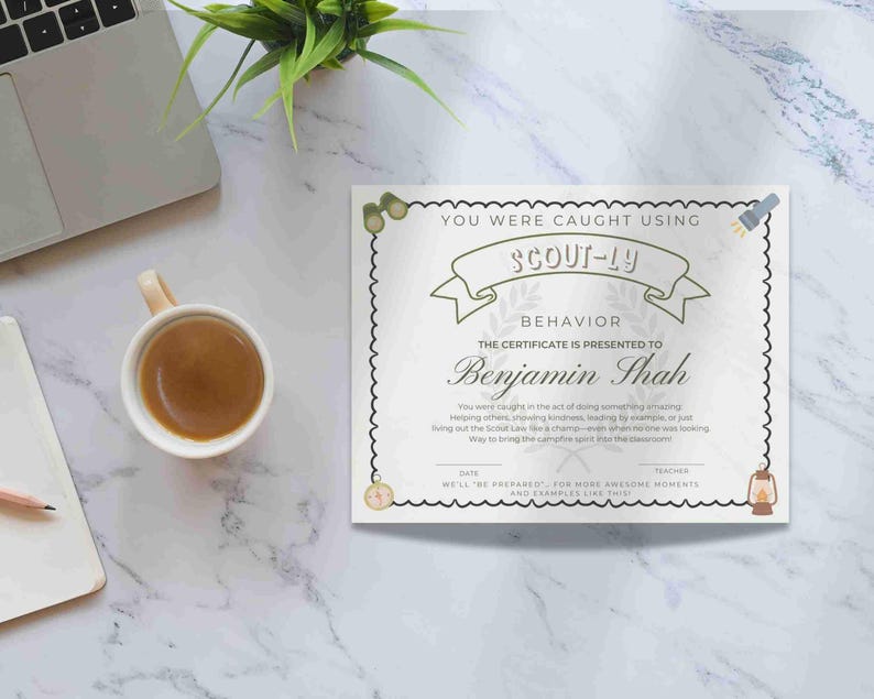 Editable PDF Scout Behavior Certificate Template for Kids in Scouts ...