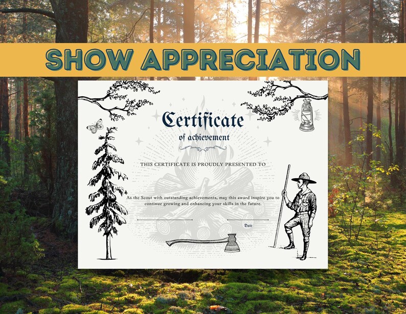 Printable Vintage Scout Certificate PDF Download Blank Award ...