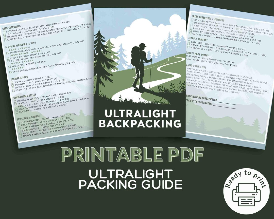 Ultralight Backpacking Checklist PDF Lightweight Hiking Gear List ...
