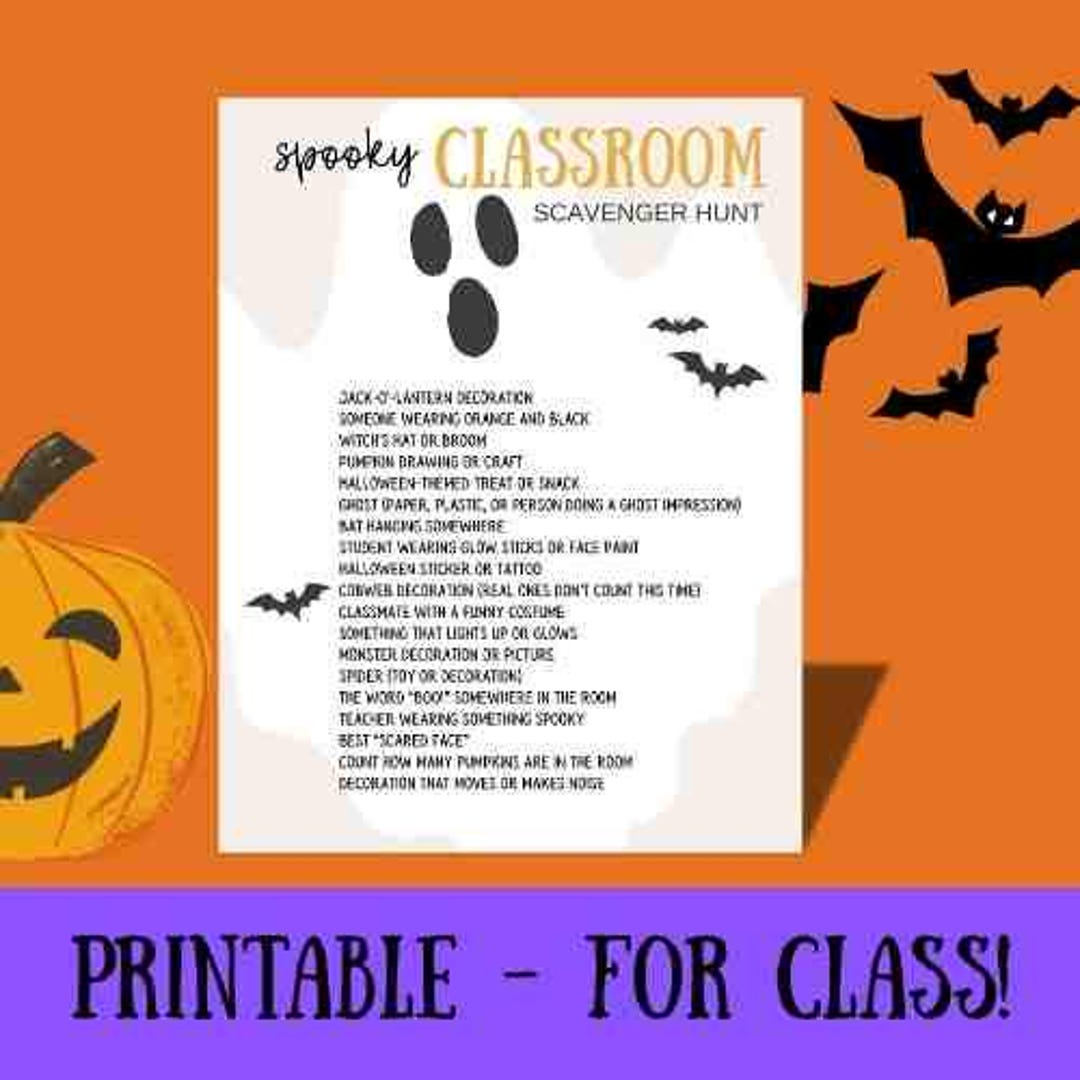 Halloween Classroom Scavenger Hunt Printable for Any Age Autumn Indoor ...
