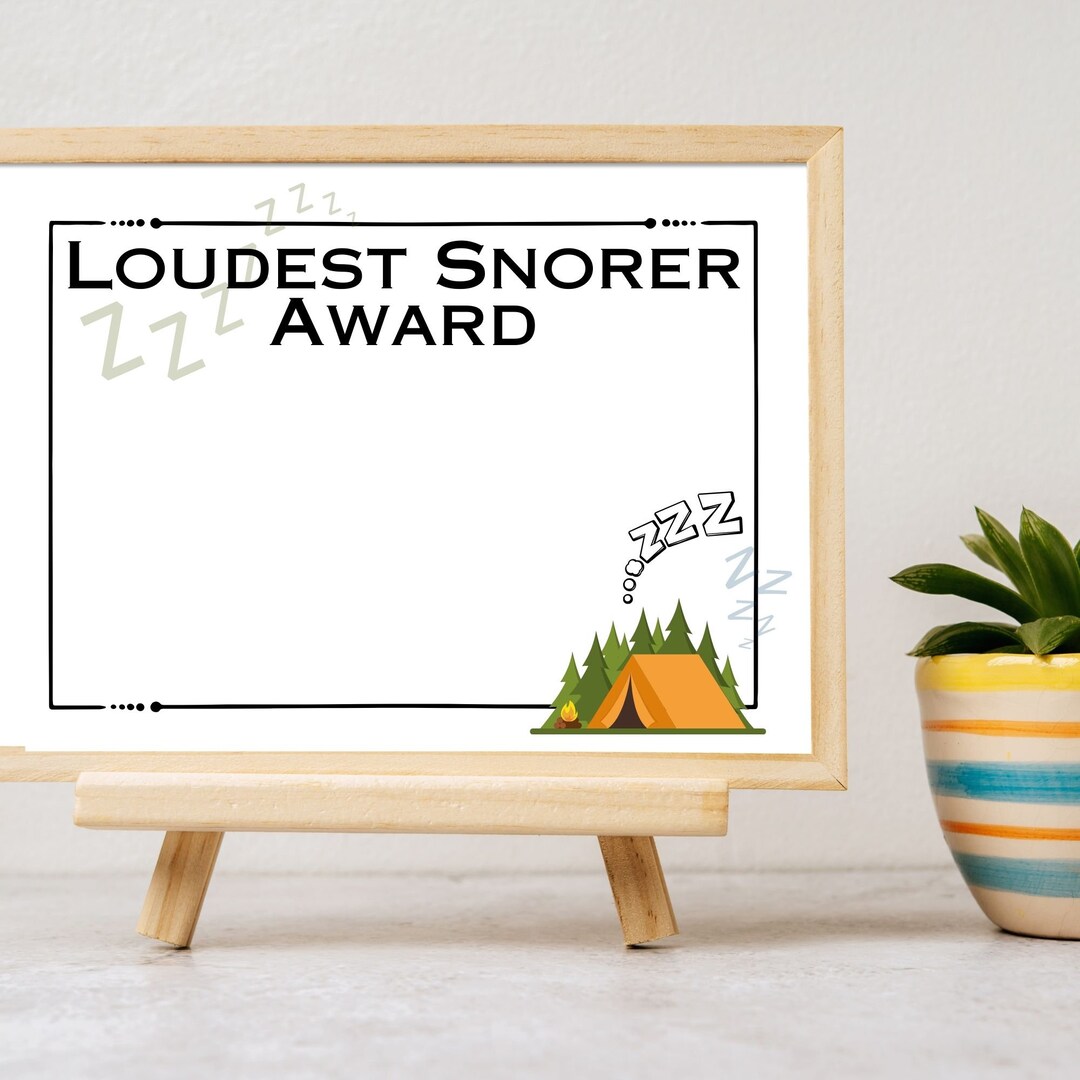Loudest Snorer Award Certificate - Etsy