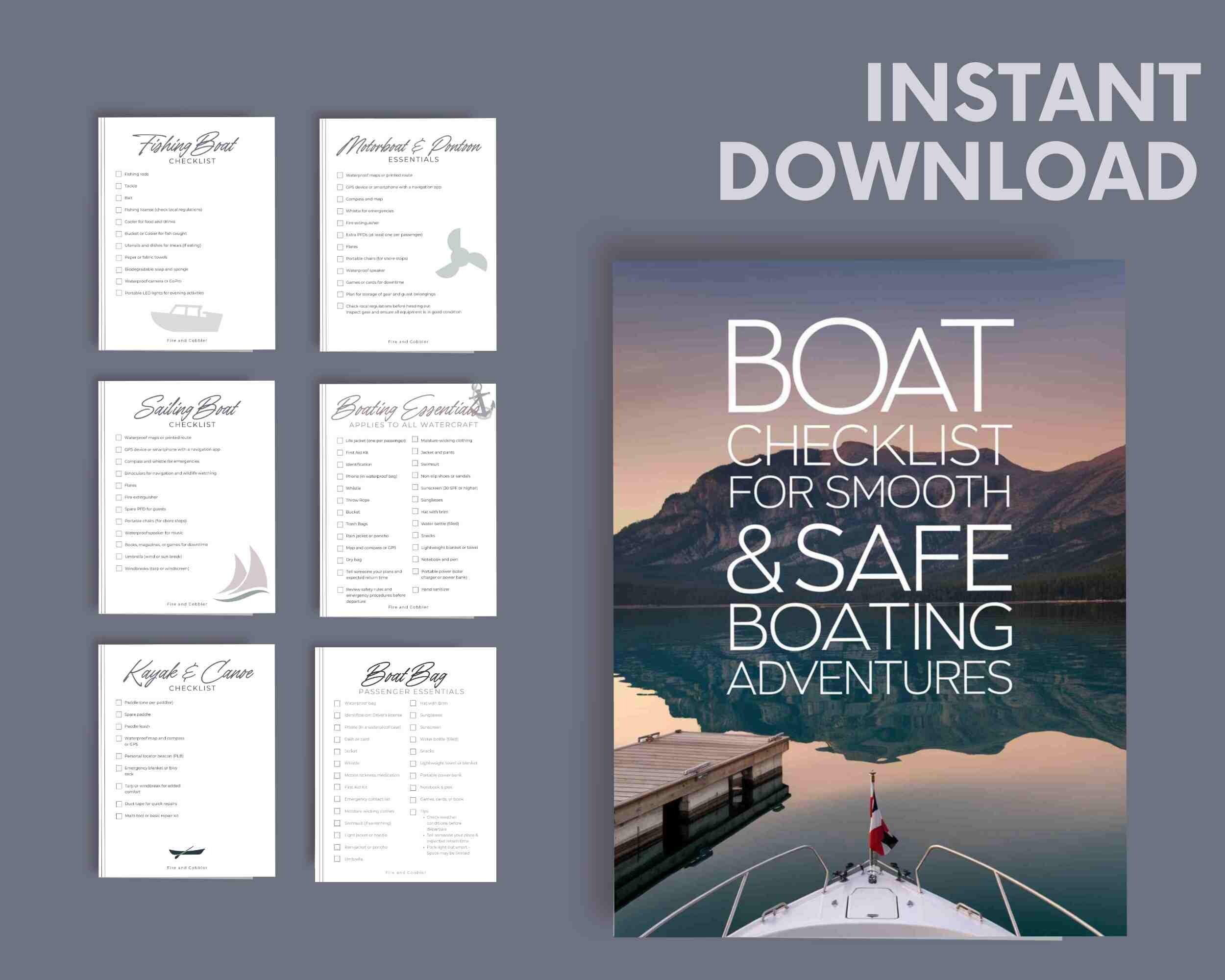 Boat Essentials Checklist Printable Packing List for Boating Kayaking ...