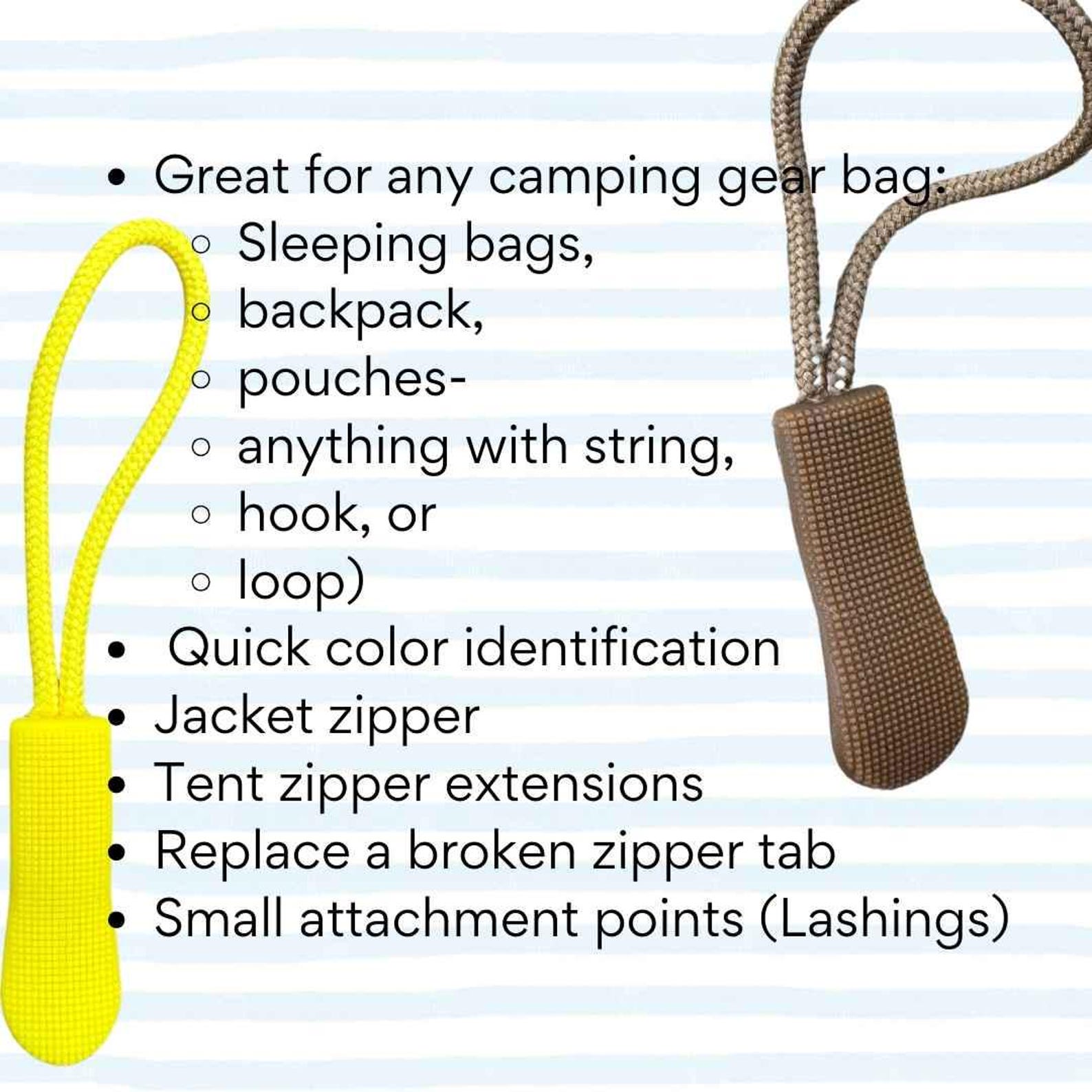 Durable Camping Zipper Pulls for Tent Backpacks Jacket Outdoor Gear ...