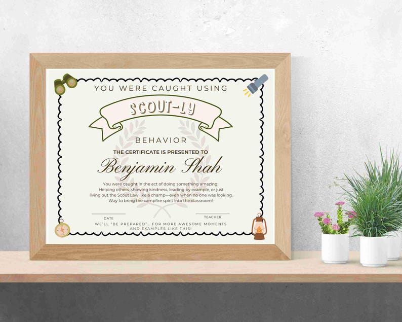 Editable PDF Scout Behavior Certificate Template for Kids in Scouts ...
