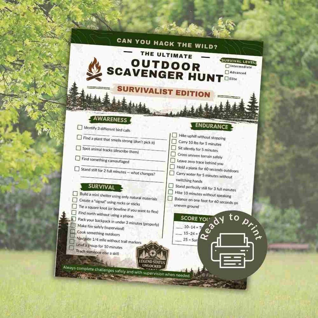 Hard Scavenger Hunt Outdoor Activity for Teens & Adults | Nature ...