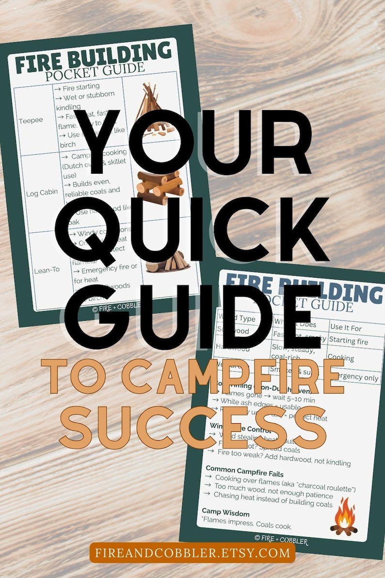 Printable Fire Building Pocket Guide PDF, Fire Lays Reference Card ...