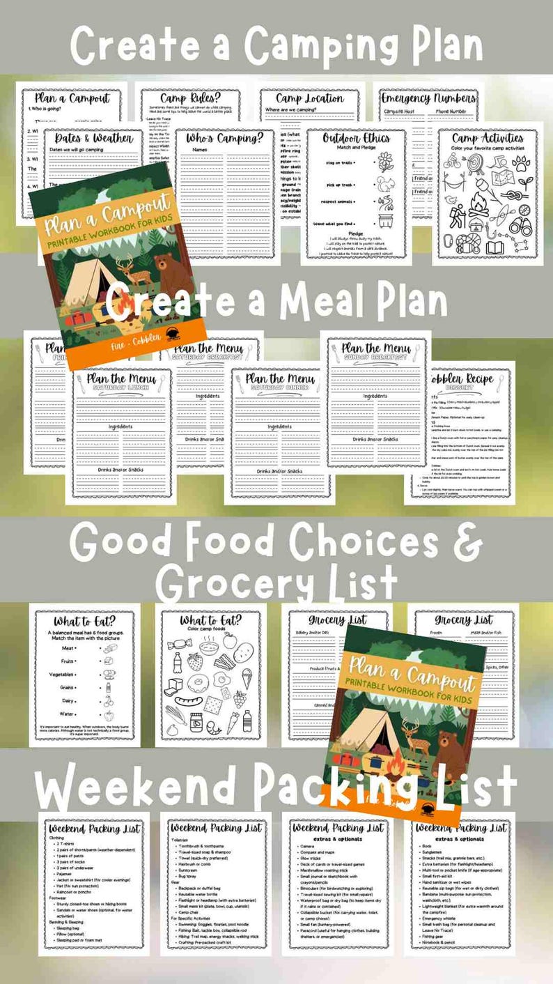 Kids Campout Planner: Printable Adventure Workbook (PDF Download) - Etsy