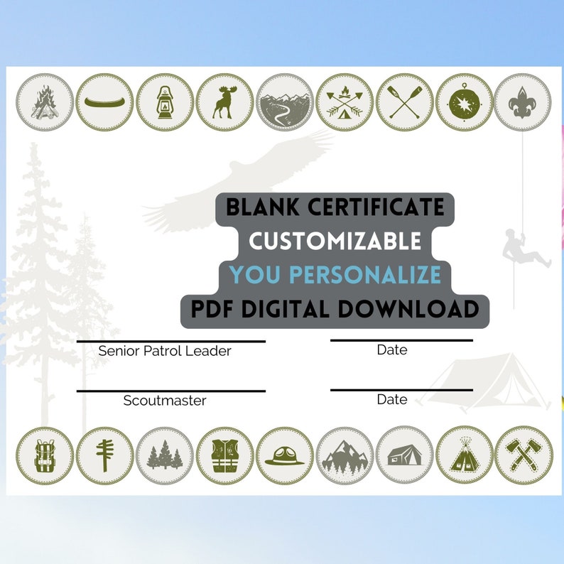Blank Scout Certificate PDF Custom Scout Award Template Vintage Style ...