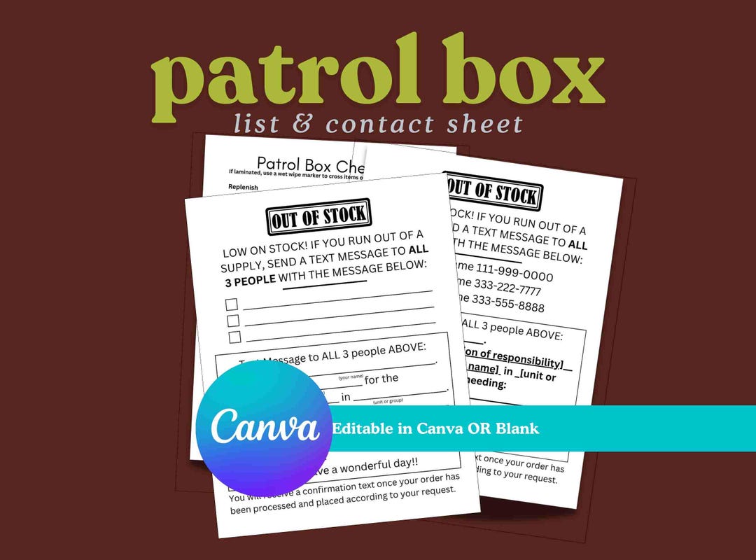Patrol Box Checklist Printable Editable Camp Kitchen Inventory Restock ...