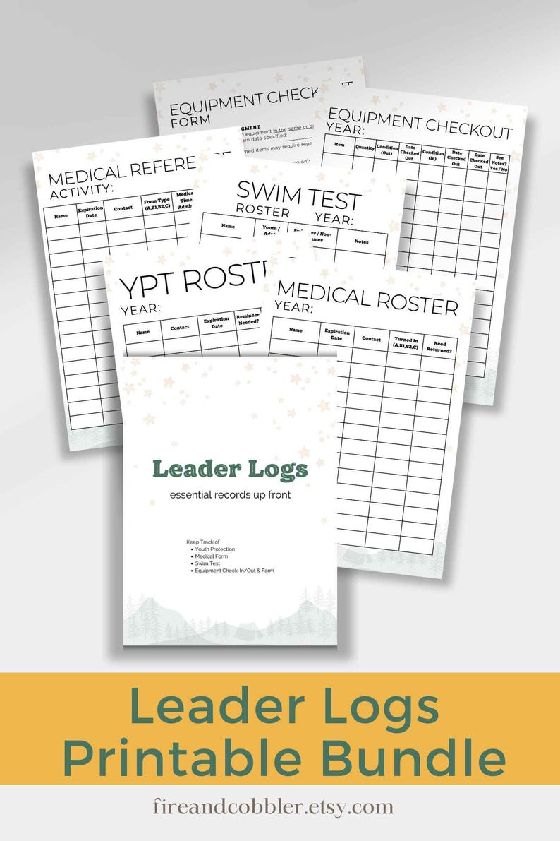Scout Leader Log Roster Printable: Medical & Equipment Forms (digital ...