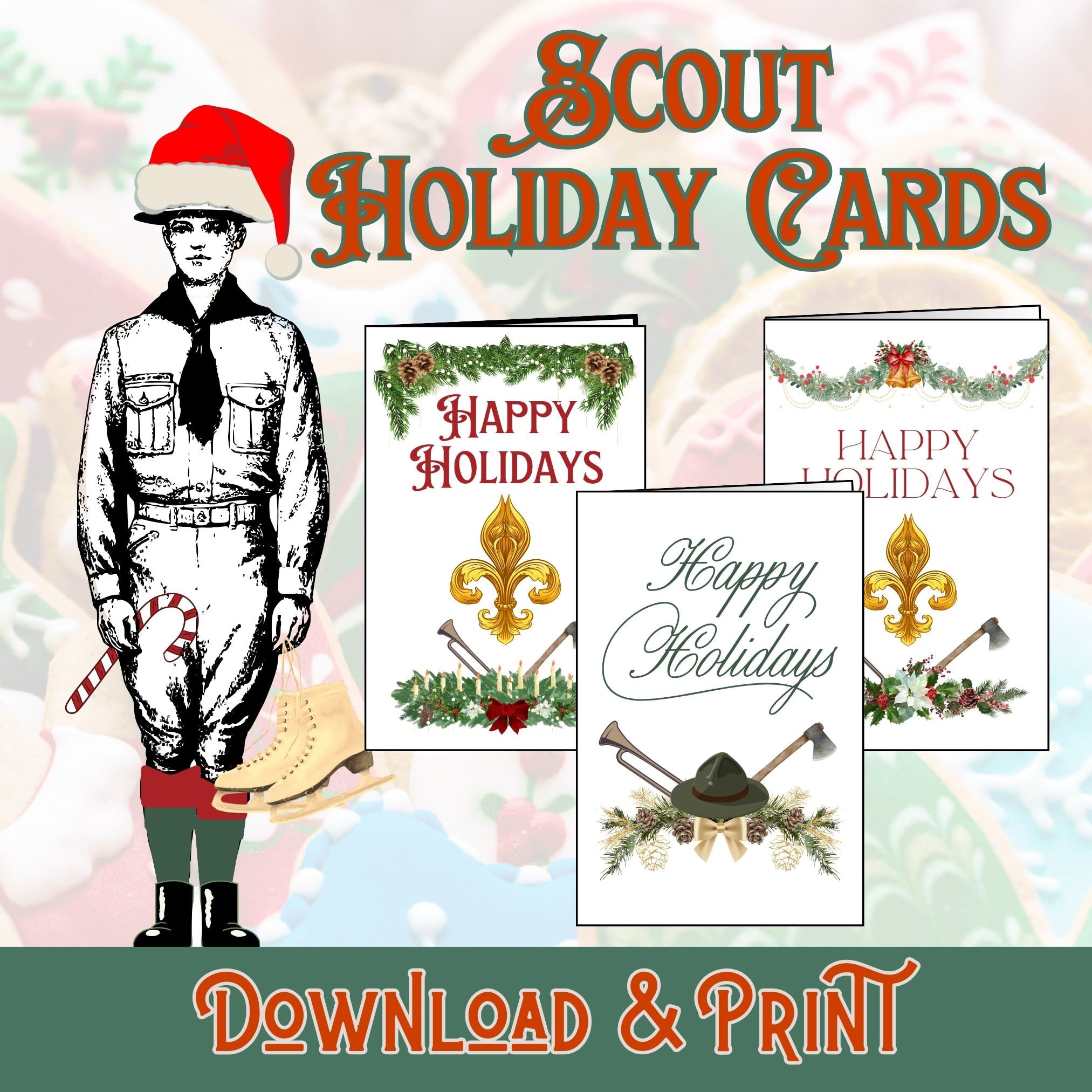 Scout Printable Holiday 3 Card Bundle Scout Leader Appreciation Troop ...