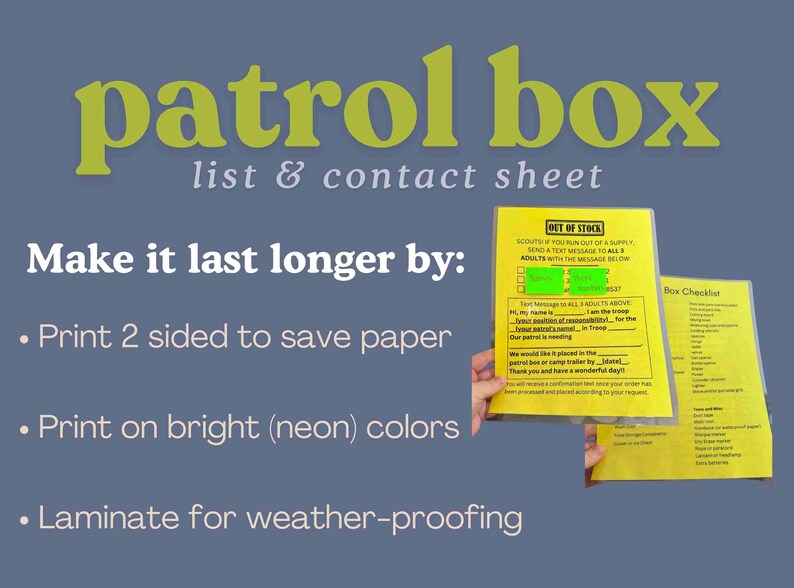 Patrol Box Checklist Printable Editable Camp Kitchen Inventory Restock ...