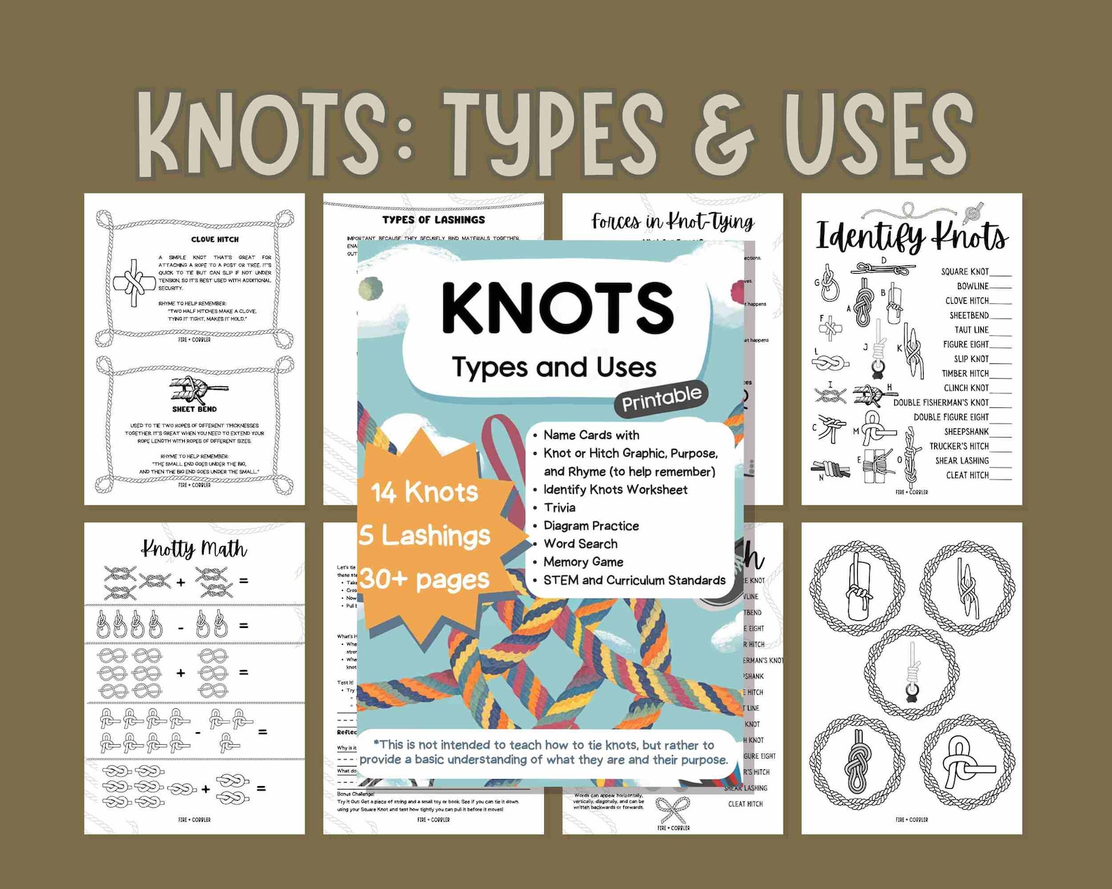 Kids Knot Tying Guide Uses and Types Printable PDF Downloads Parents ...