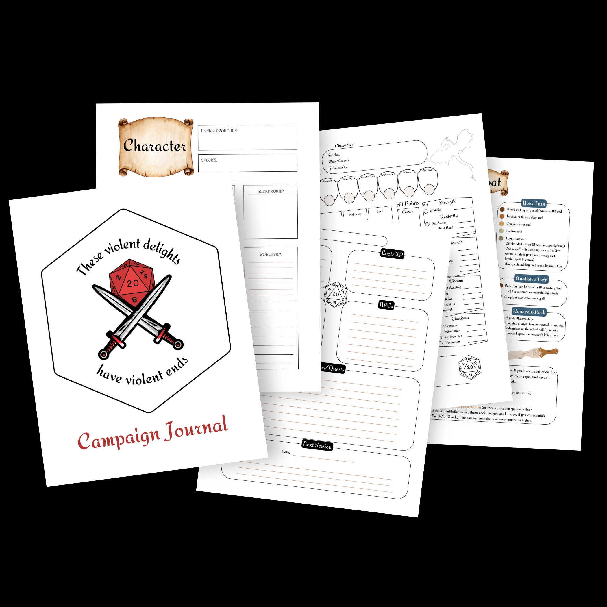 Printable 5E Compatible Campaign Journal for Players, Violent Delights ...