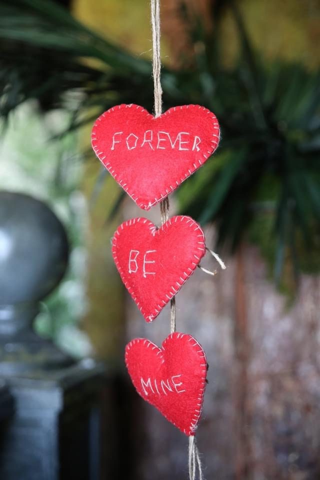 Hanging Felt Hearts, Hanging Hearts, Valentine Hearts, Felt Valentine ...