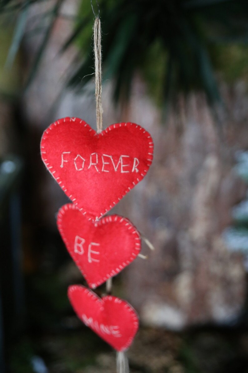 Hanging Felt Hearts, Hanging Hearts, Valentine Hearts, Felt Valentine ...
