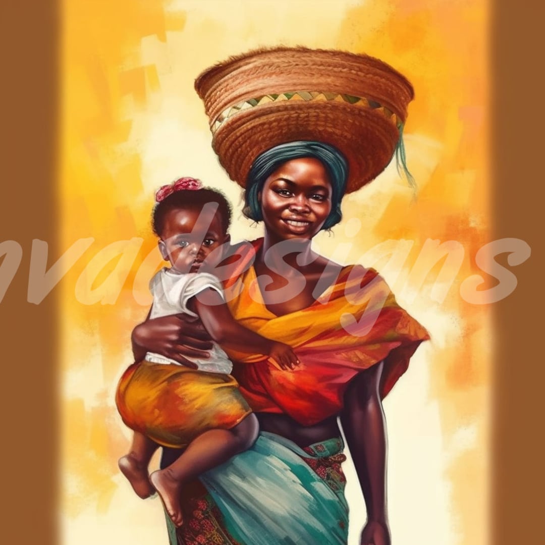 African Art, 'mother' Wall Art Decor, Canvas Art, Wallpaper, High ...