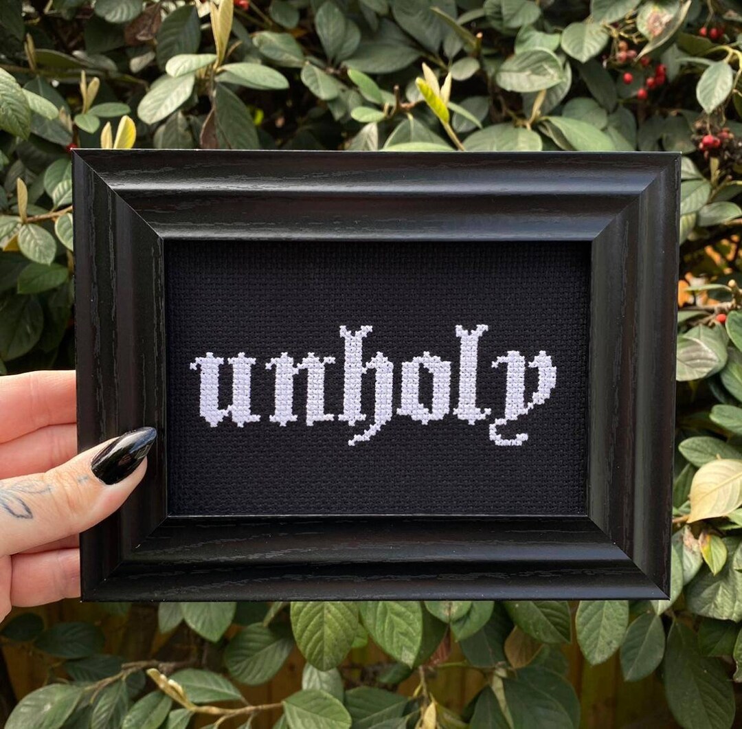 Unholy Cross Stitch, Goth, Gothic, Witch, Emo, Home Decor - Etsy