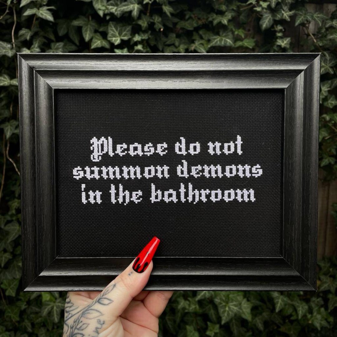 Summon Demons Cross Stitch Goth Gothic Home Emo Witch - Etsy