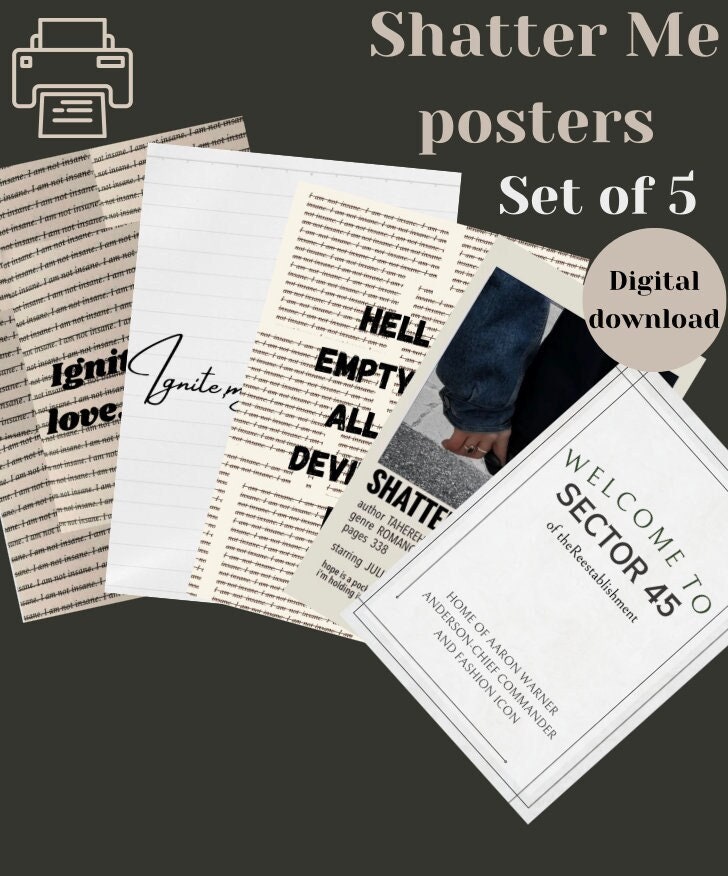 Downloadable Shatter Me Series Posters Set of 5 Aesthetic - Etsy