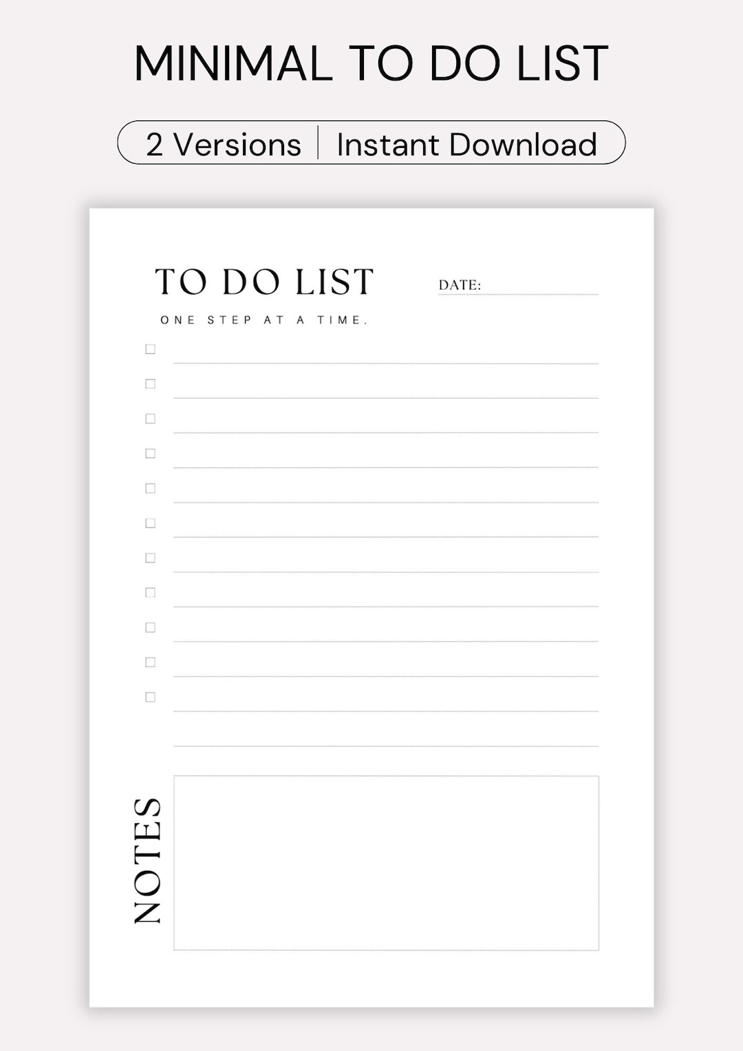 Minimalist to Do List Printable, Downloadable Task Planner ...