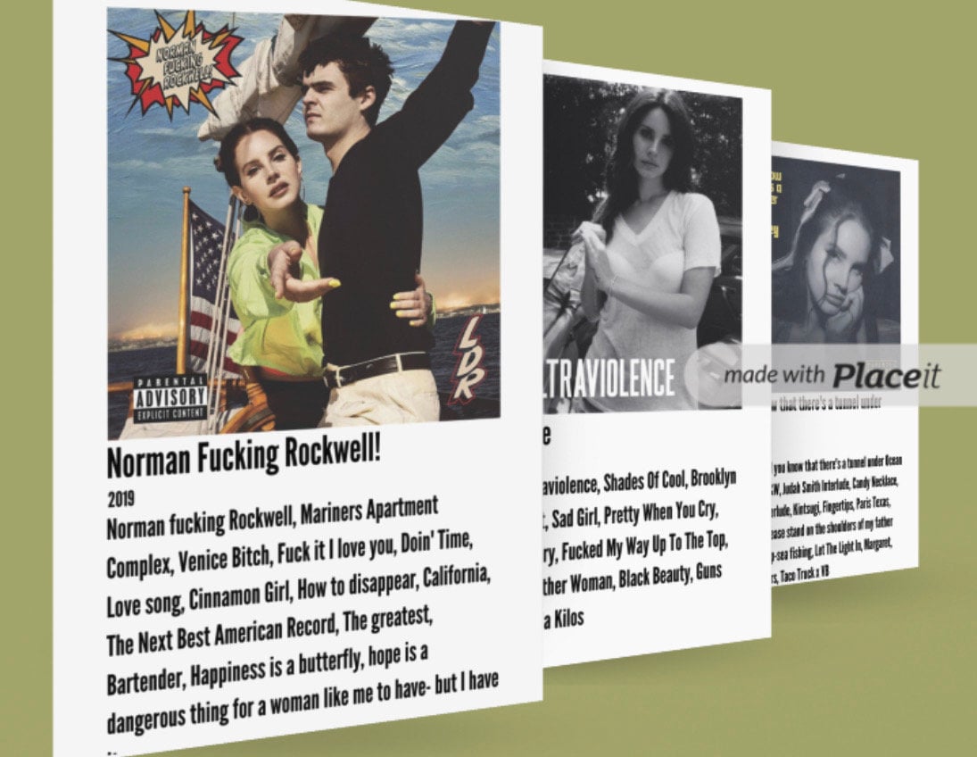 Lana Del Rey Printable Posters, Instant Download, Music Wall Art ...