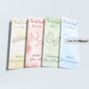 Twisted Series Printable Bookmarks, Set of 4, Downloadable, Booktok ...