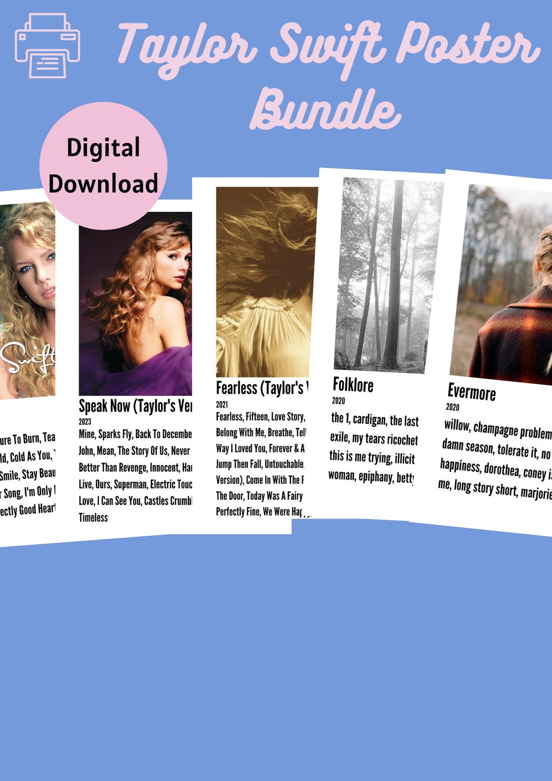 Aesthetic Taylor Swift Poster Bundle, Instant Download, Pop Music Wall ...