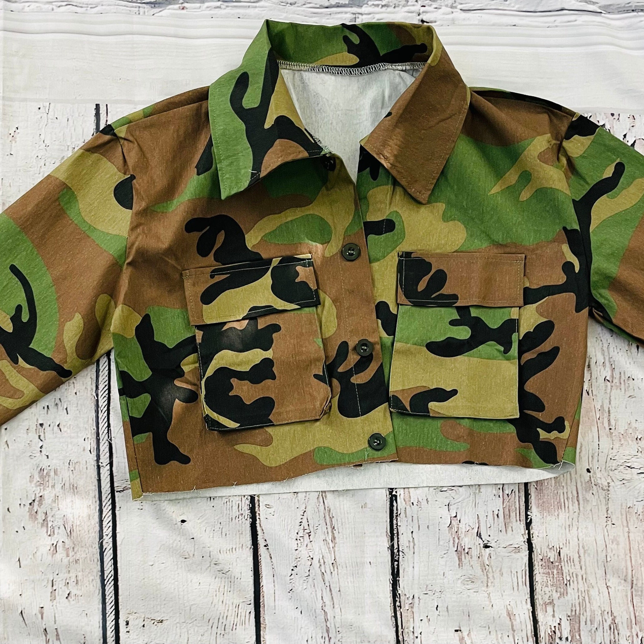Crop Camo Jacket for Women Vintage Army - Etsy