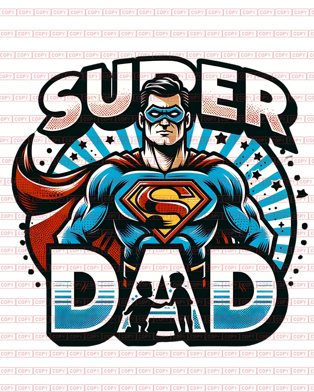 Super Dad With Two Kids Png - Etsy