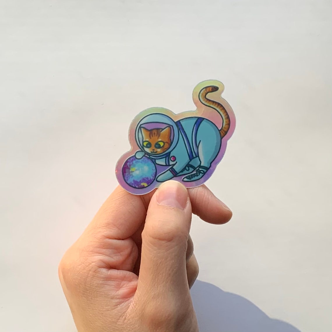 Neptune Cat Sticker Holographic Die Cut Sticker Planner Laptop Water ...