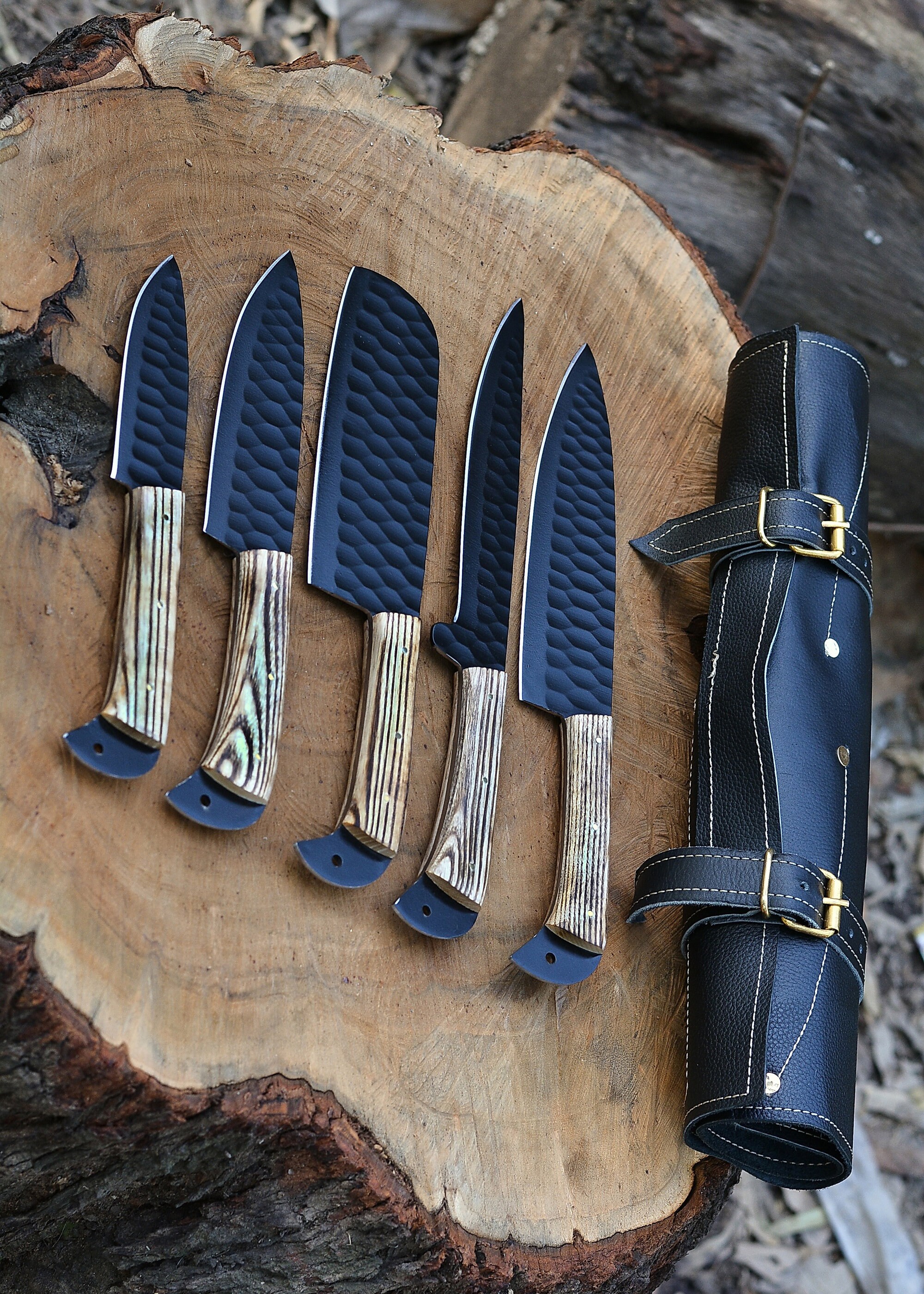 Hand Forged Kitchen Chef's Knife Set of 5 BBQ, Kitchen Set, Birthday ...