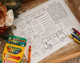 Summer Games Activity Placemat Printable, Summer Party Craft Coloring ...
