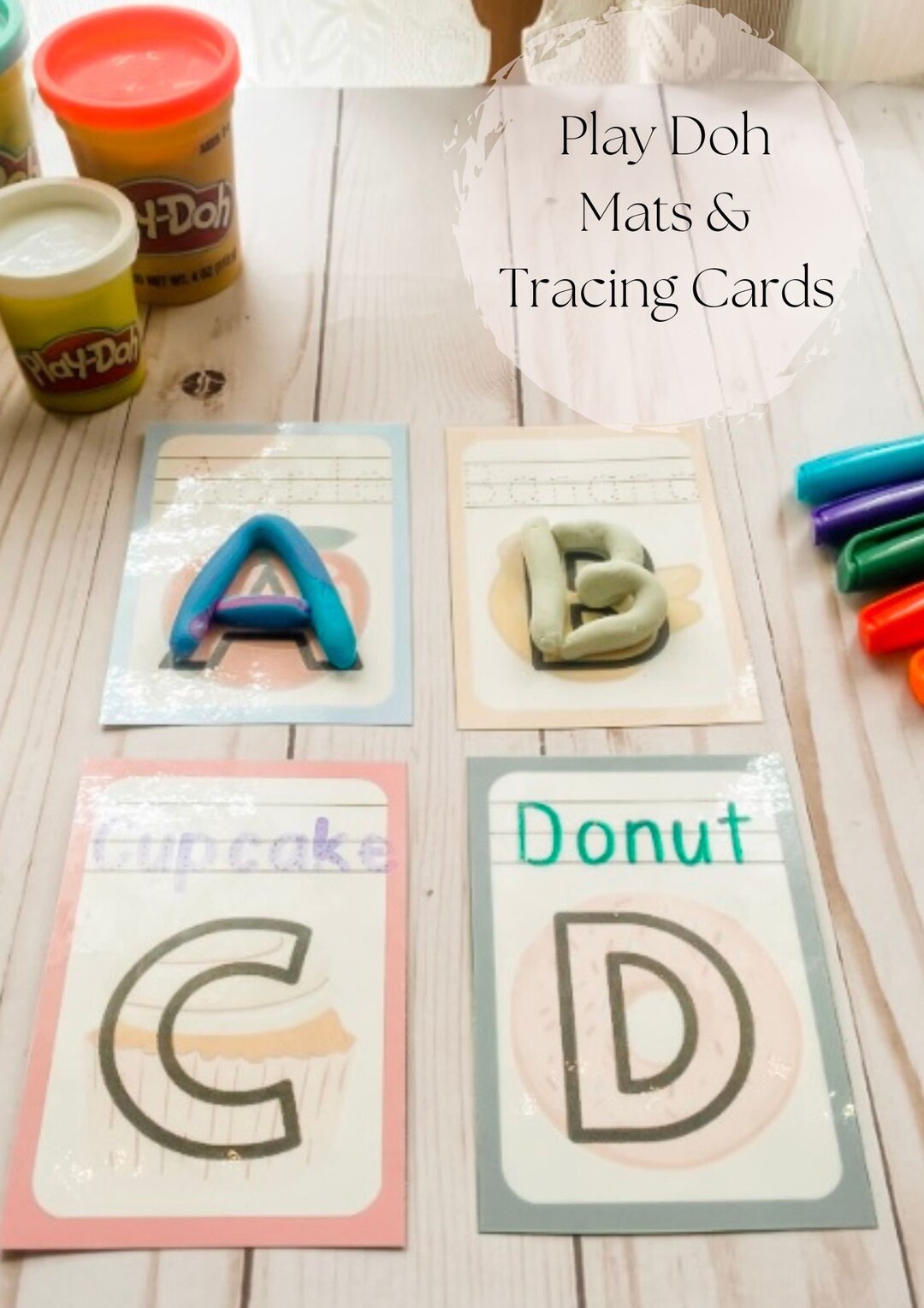 Play Doh Mats and Tracing Cards Printable, Play Doh Alphabet, Preschool ...