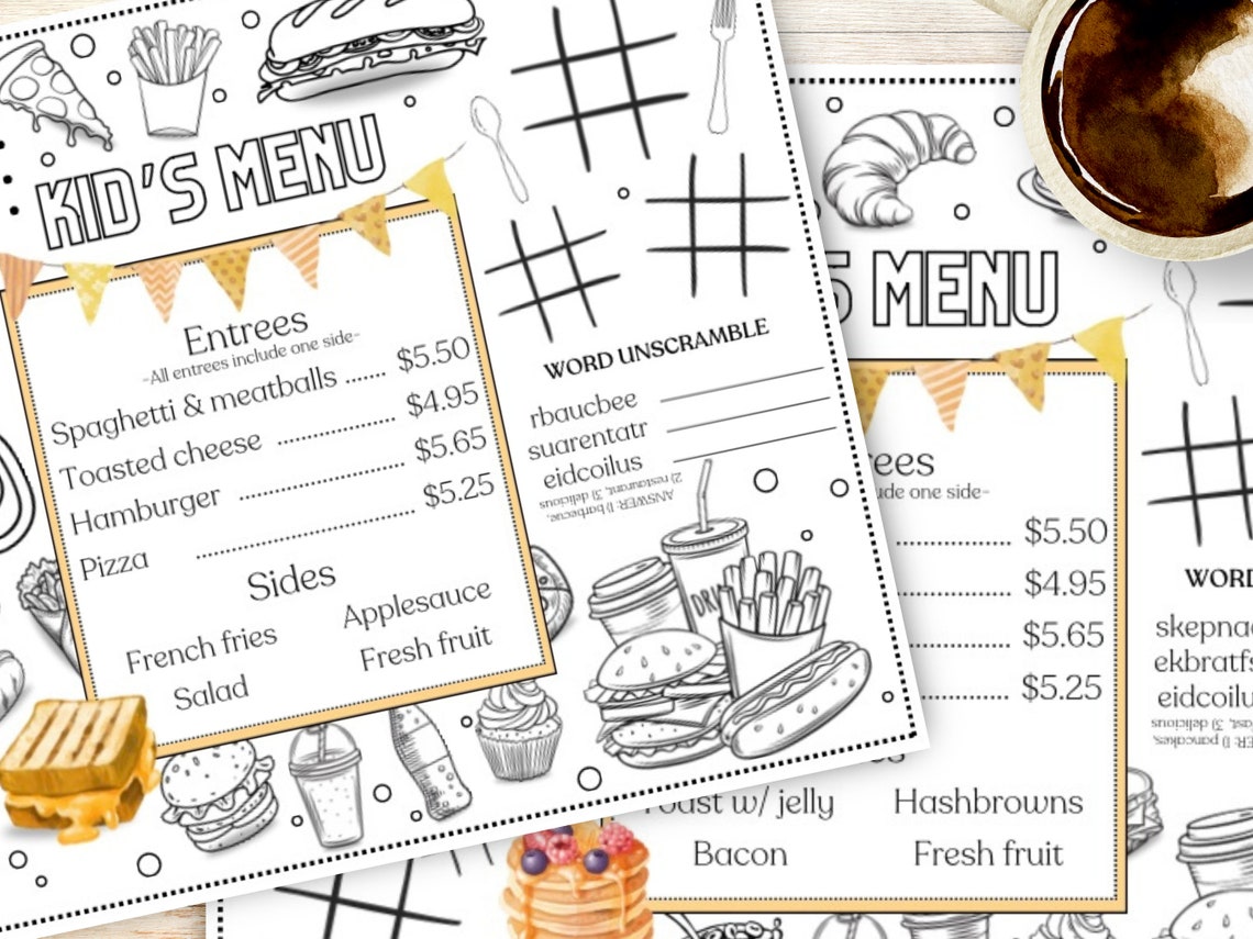 Printable Menus for Pretend Play, Dramatic Play, Imagination Props ...