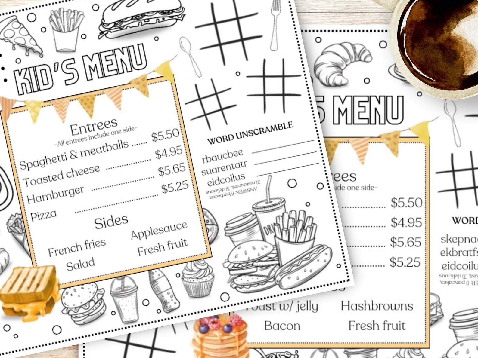 Printable Menus for Pretend Play, Dramatic Play, Imagination Props ...