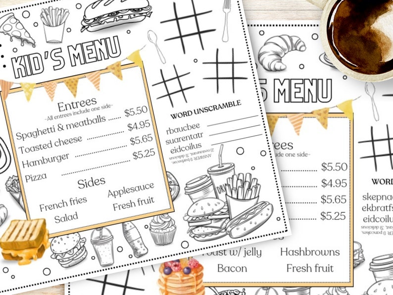 Printable Menus for Pretend Play, Dramatic Play, Imagination Props ...