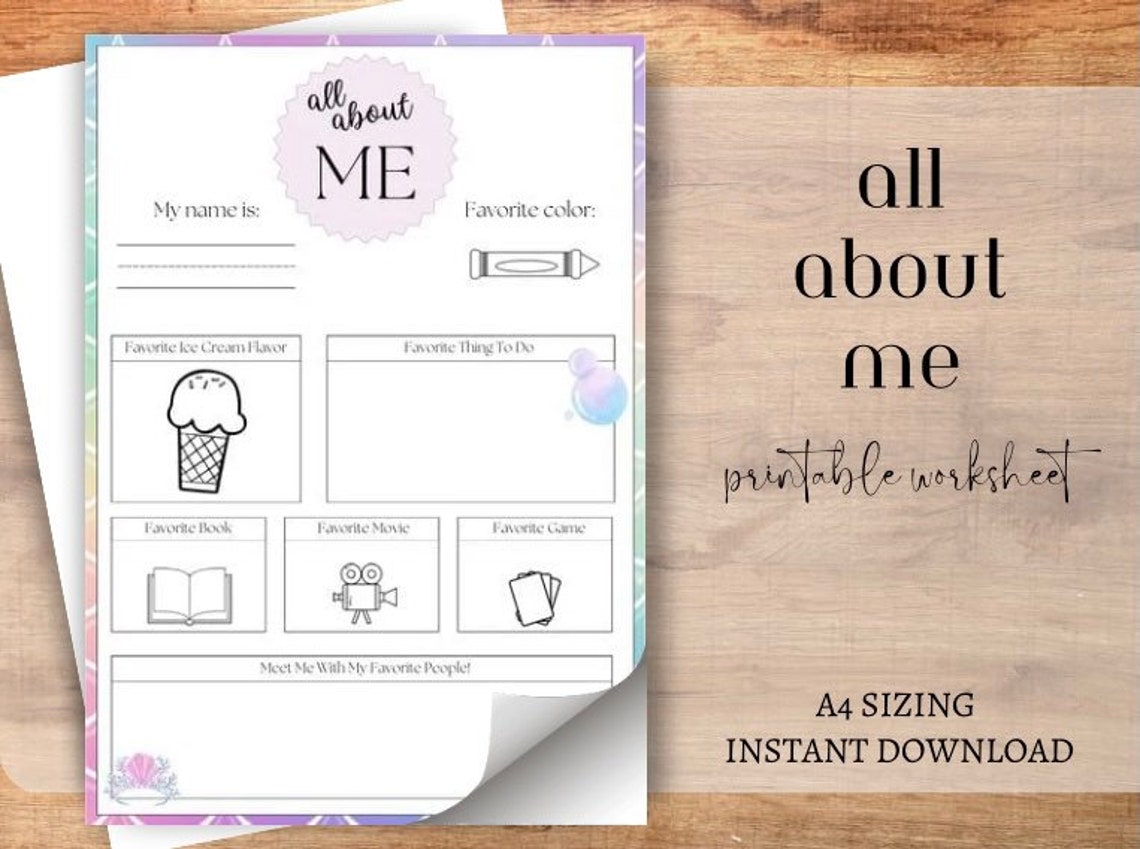 Mermaid All About Me Worksheet, Printable All About Me Worksheet for ...
